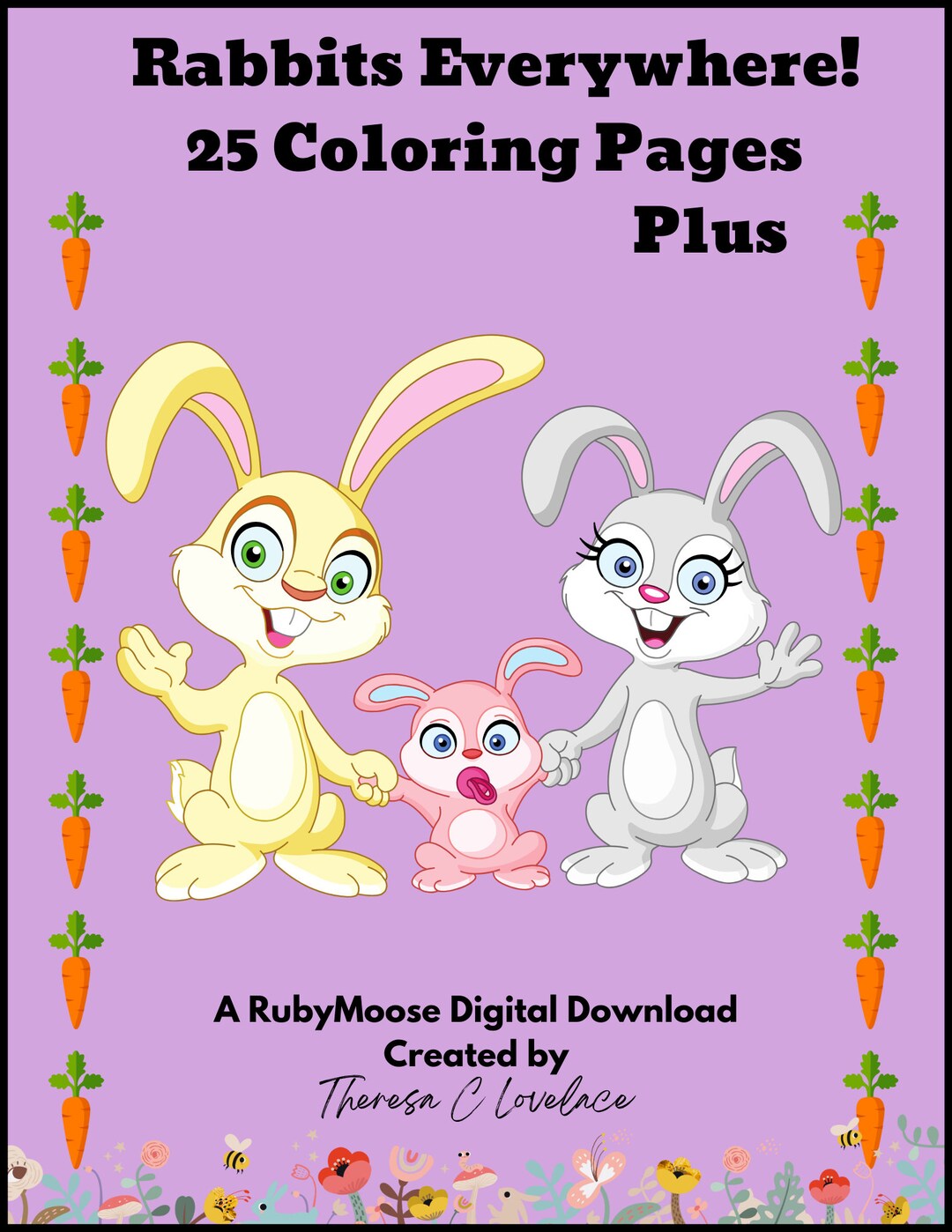 Rabbits Everywhere/25 Coloring Pages Plus/cute Rabbits to Color/funny ...