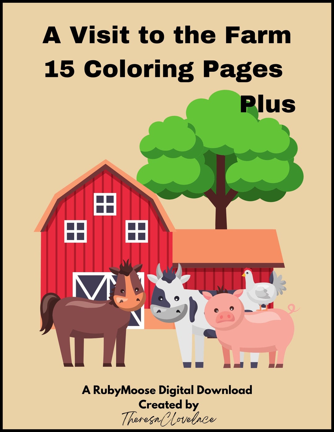 A Visit to the Farm, 15 Coloring Pages Plus/farm Animals/farm Animals ...