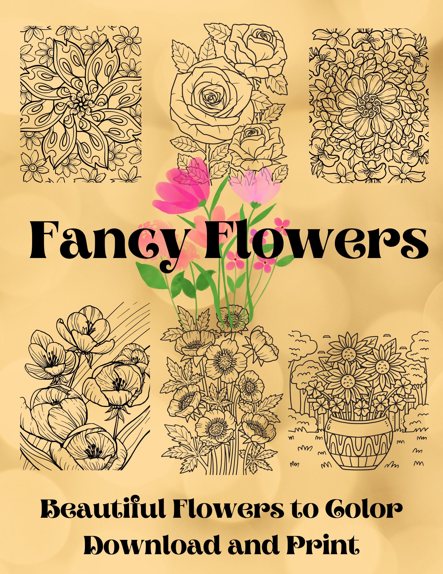 Fancy Flowers 24 Coloring Pages Plus/flowers to Color/beautiful Flowers ...