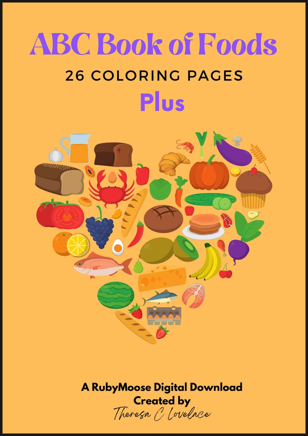 ABC Book of Foods, 26 Coloring Pages PLUS, Abcs to Color/fun With Abcs ...