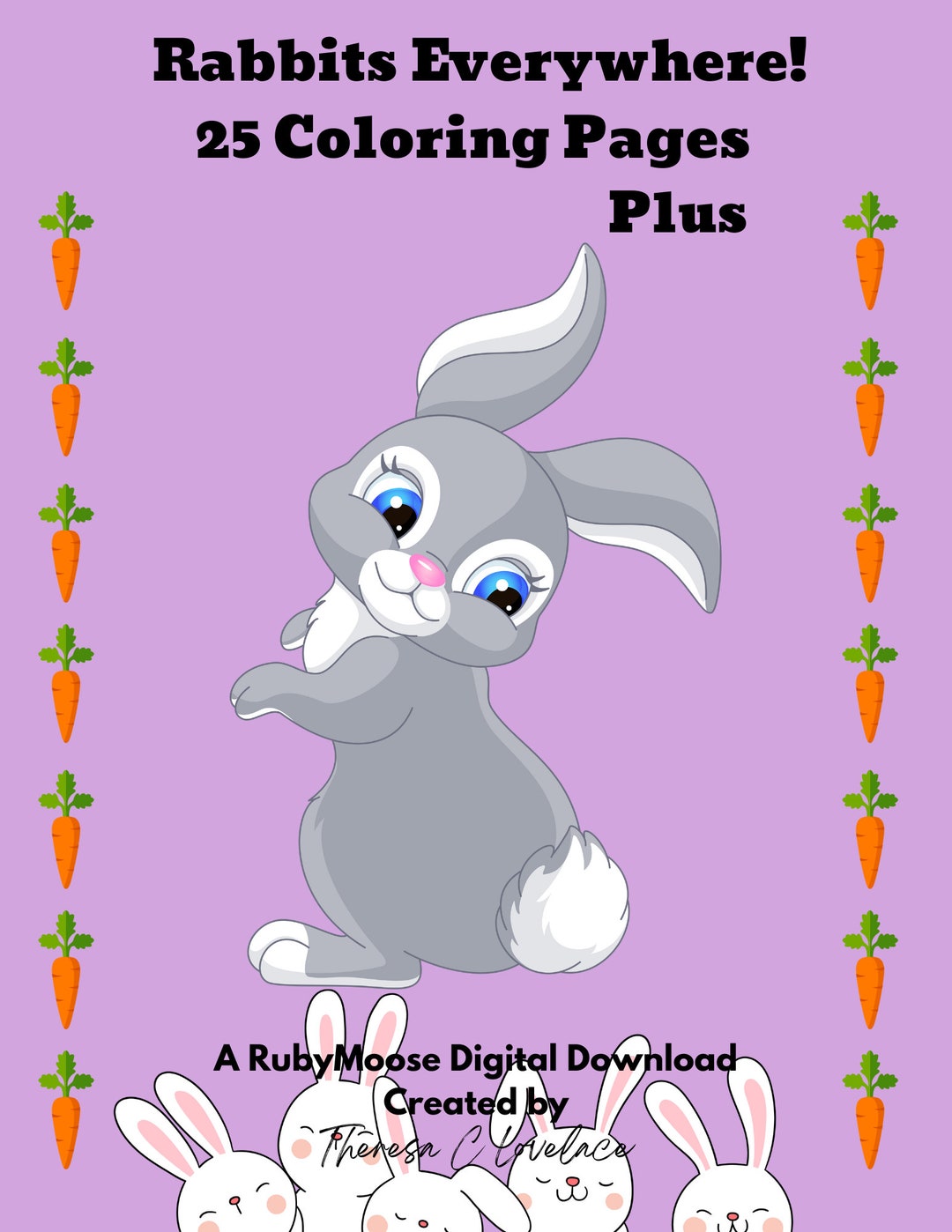 Rabbits Everywhere/25 Coloring Pages Plus/cute Rabbits to Color/funny ...