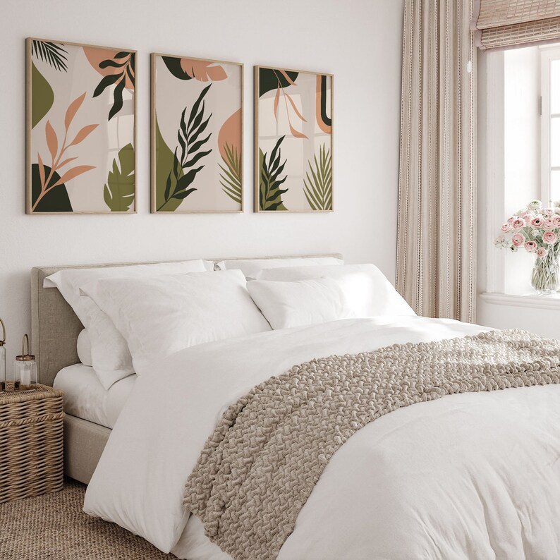 Boho Botanical Print Set of 3 Printable Abstract Botanical - Etsy