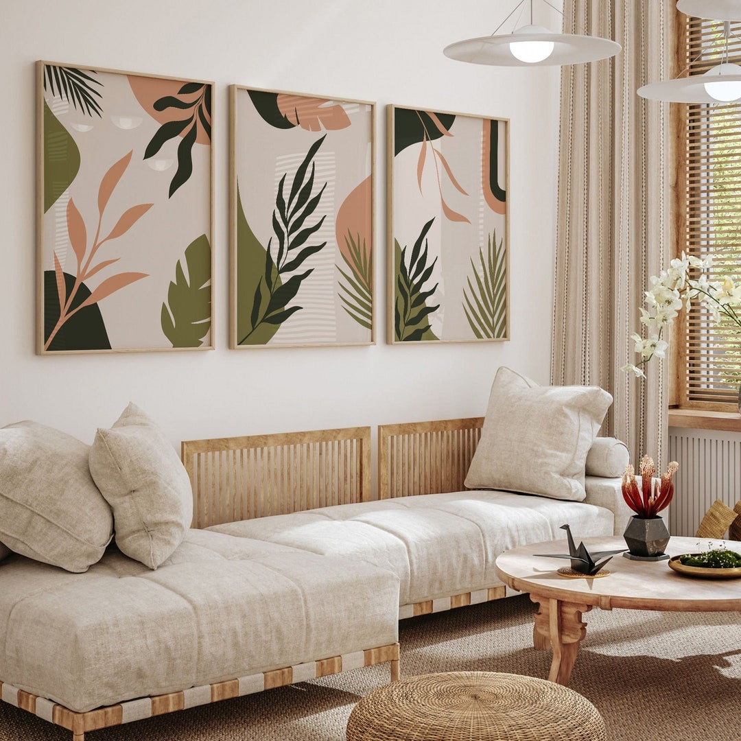 Boho Botanical Print Set of 3, Printable Abstract Botanical Print ...