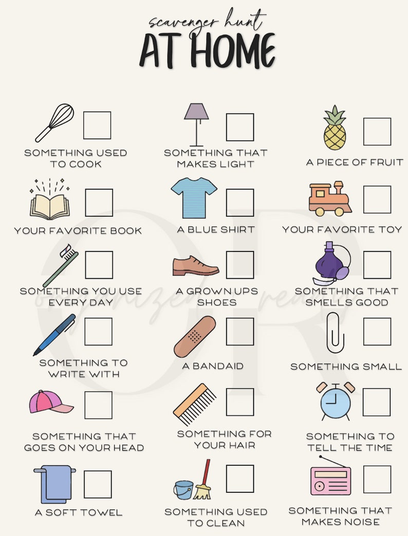 Kids at Home Scavenger Hunt Download - Etsy