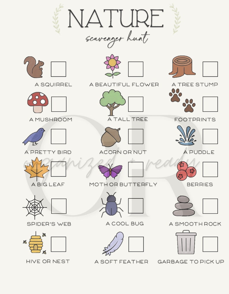 Nature Scavenger Hunt for Kids - Etsy