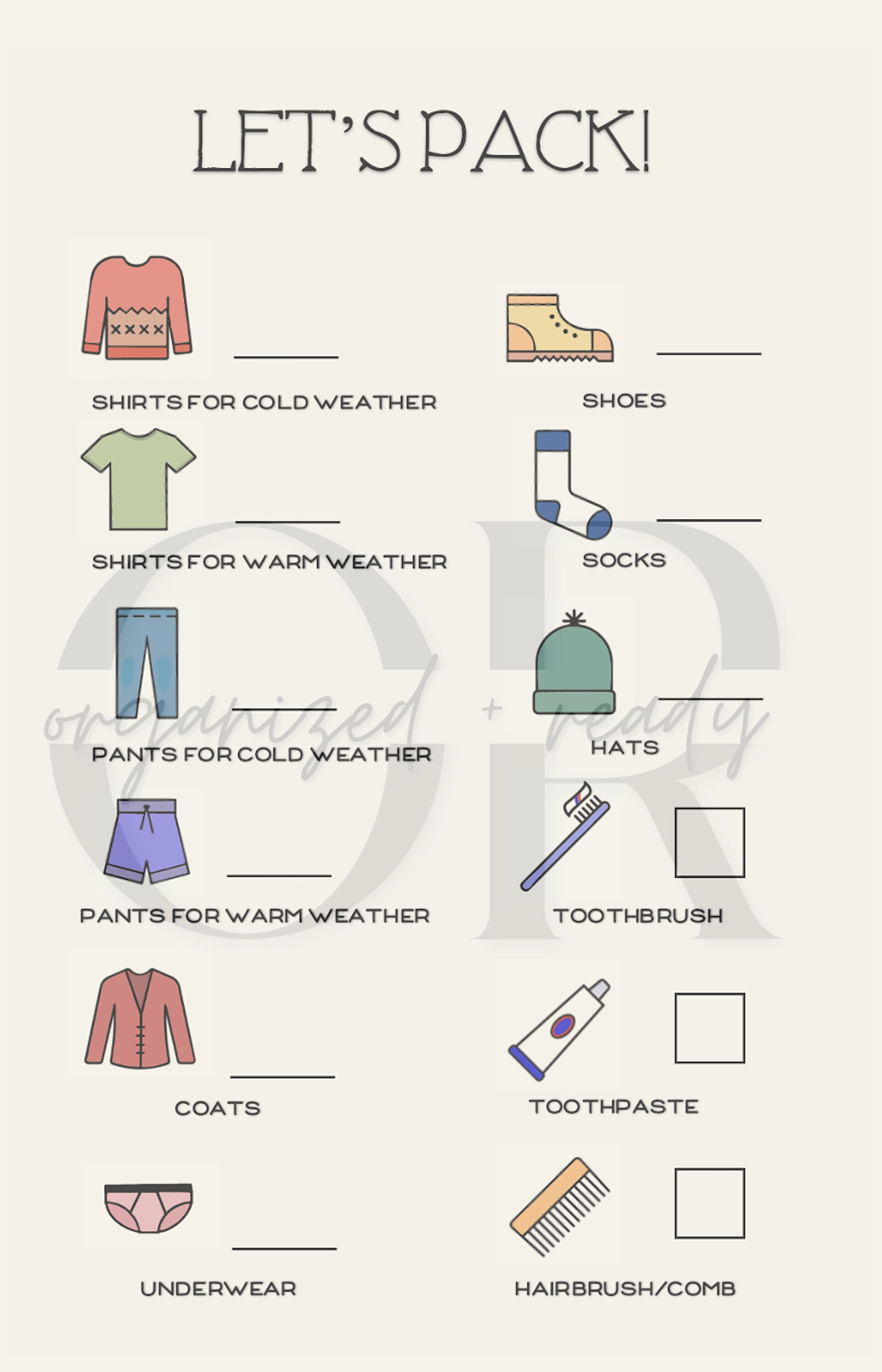 Kids Packing Guide - Etsy