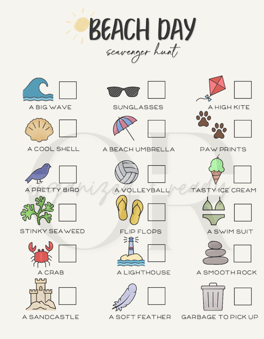 Beach Day Scavenger Hunt for Kids - Etsy