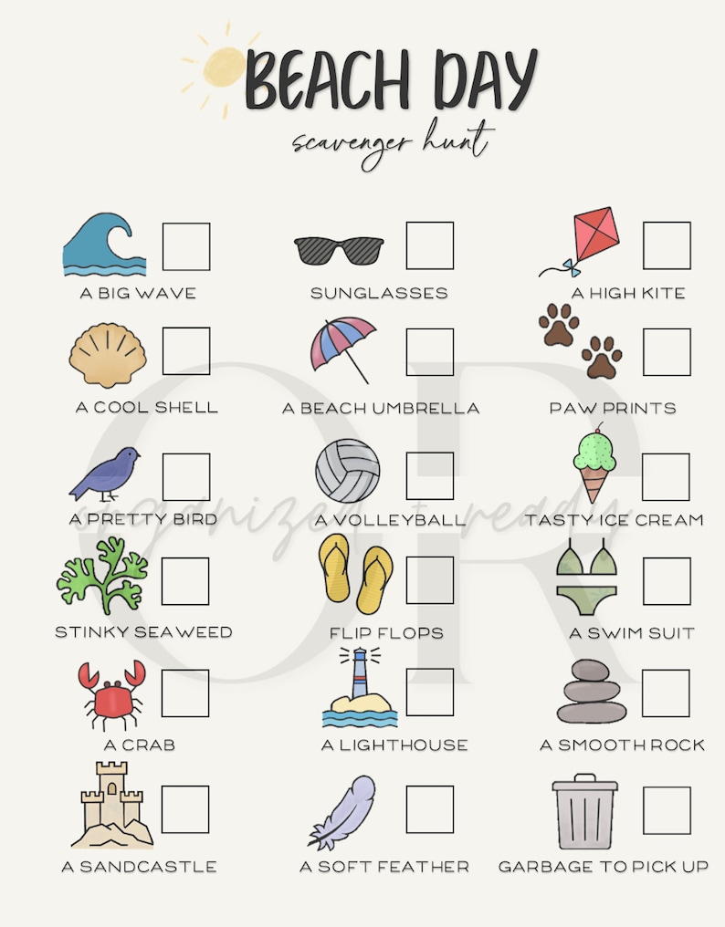 Beach Day Scavenger Hunt for Kids - Etsy