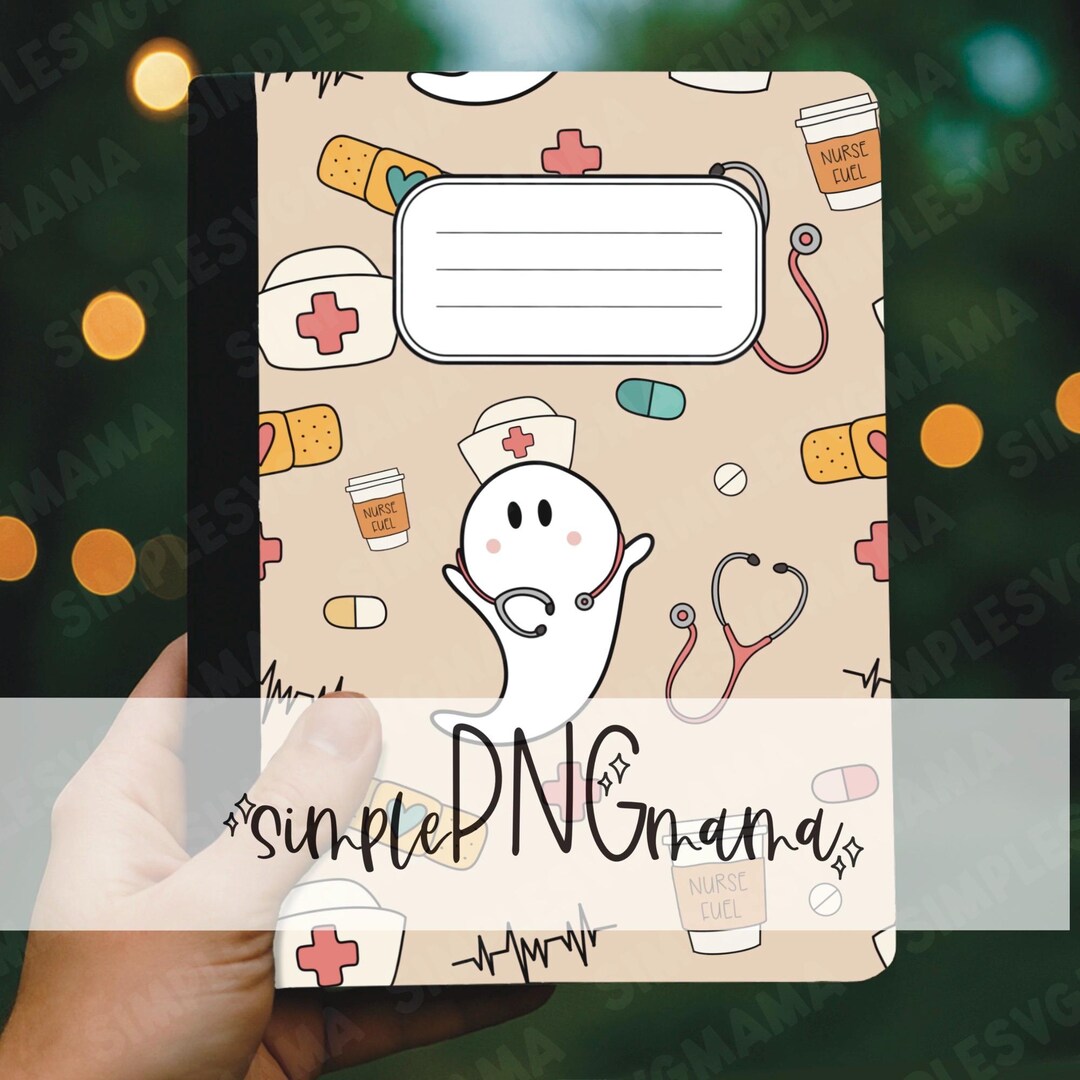 Printable Composition Notebook PNG Nurse Ghostie Custom Notebook Cover ...