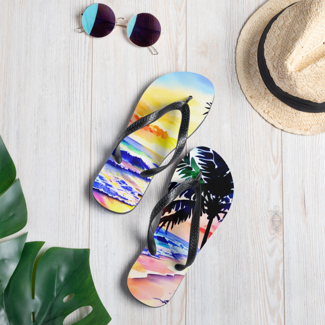 Sunset Stroll Sublimation Flip Flops - Slickscustomco - Etsy