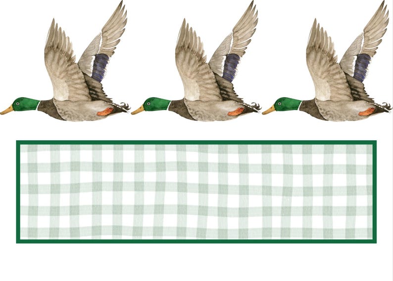 Flying Mallard Ducks With Green Gingham Background – PNG File ...