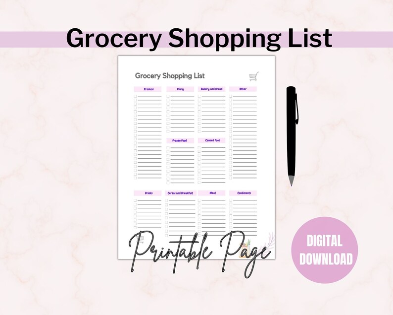 Printable Grocery Shopping List, Plan Weekly Grocery Shopping by ...