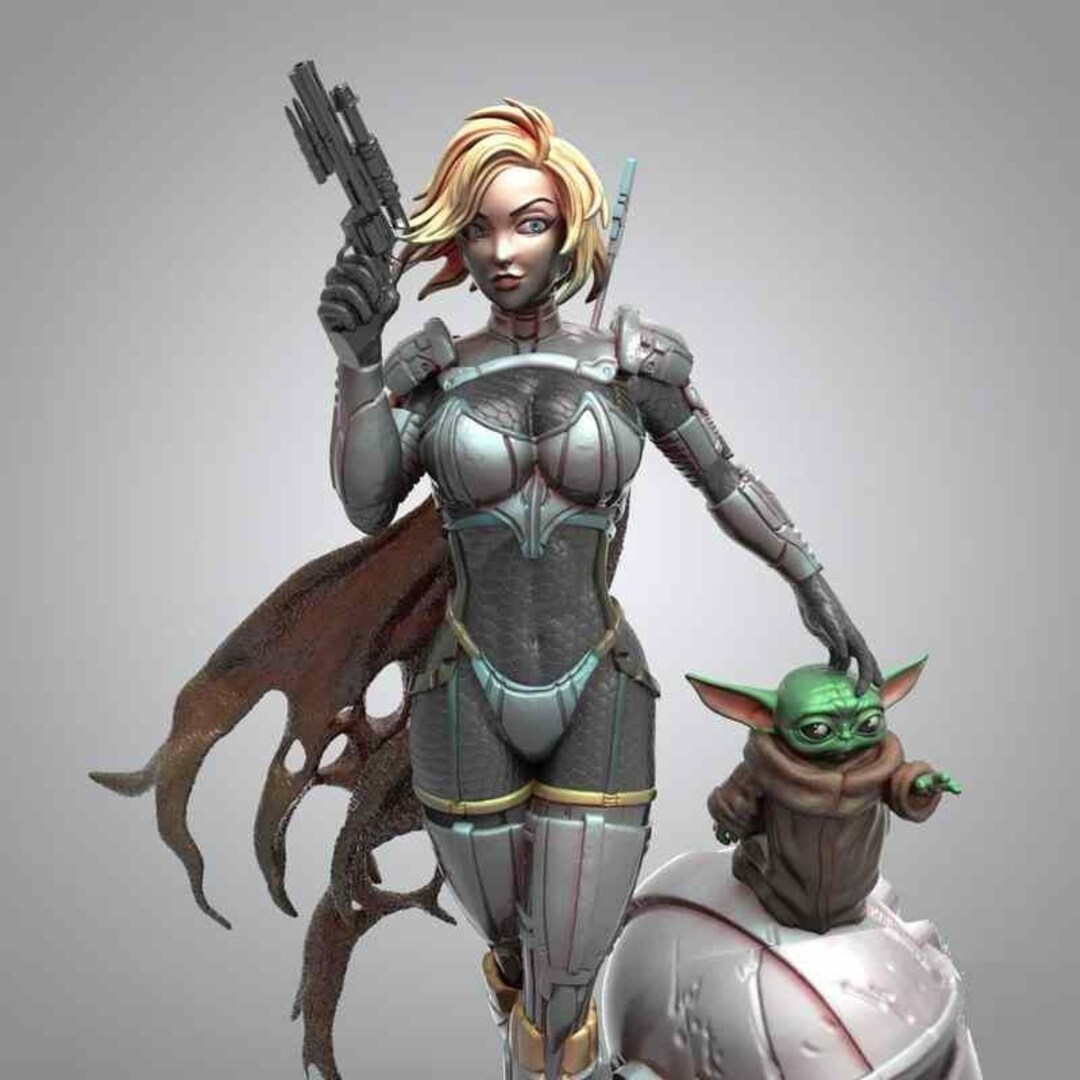 Sexy Mandalorian Diorama Statue Fanart Various Sizes 3d Etsy