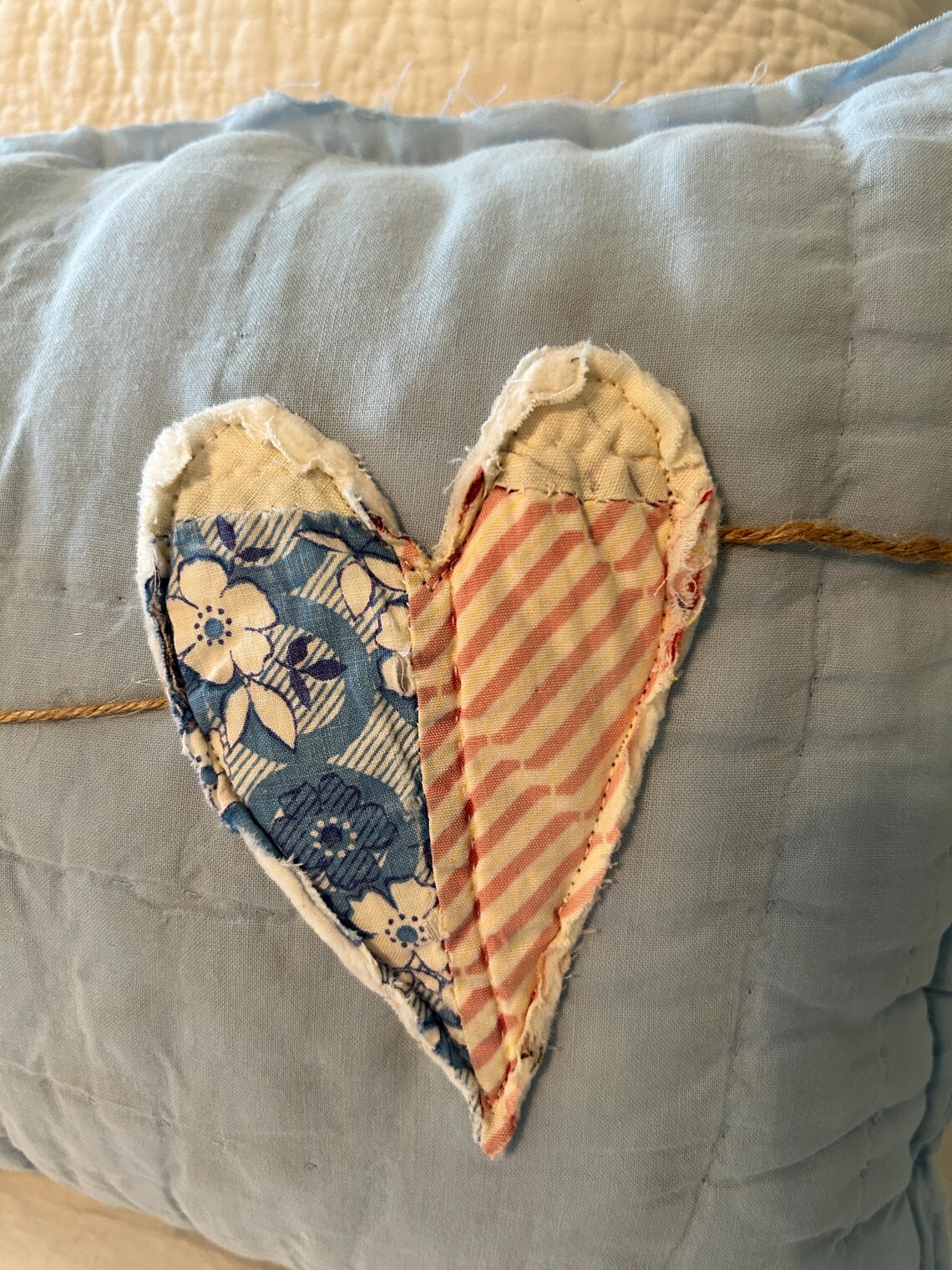 Quilted Hearts Pillow Vintage 10x7 Inches on a Line Throw Pillow - Etsy