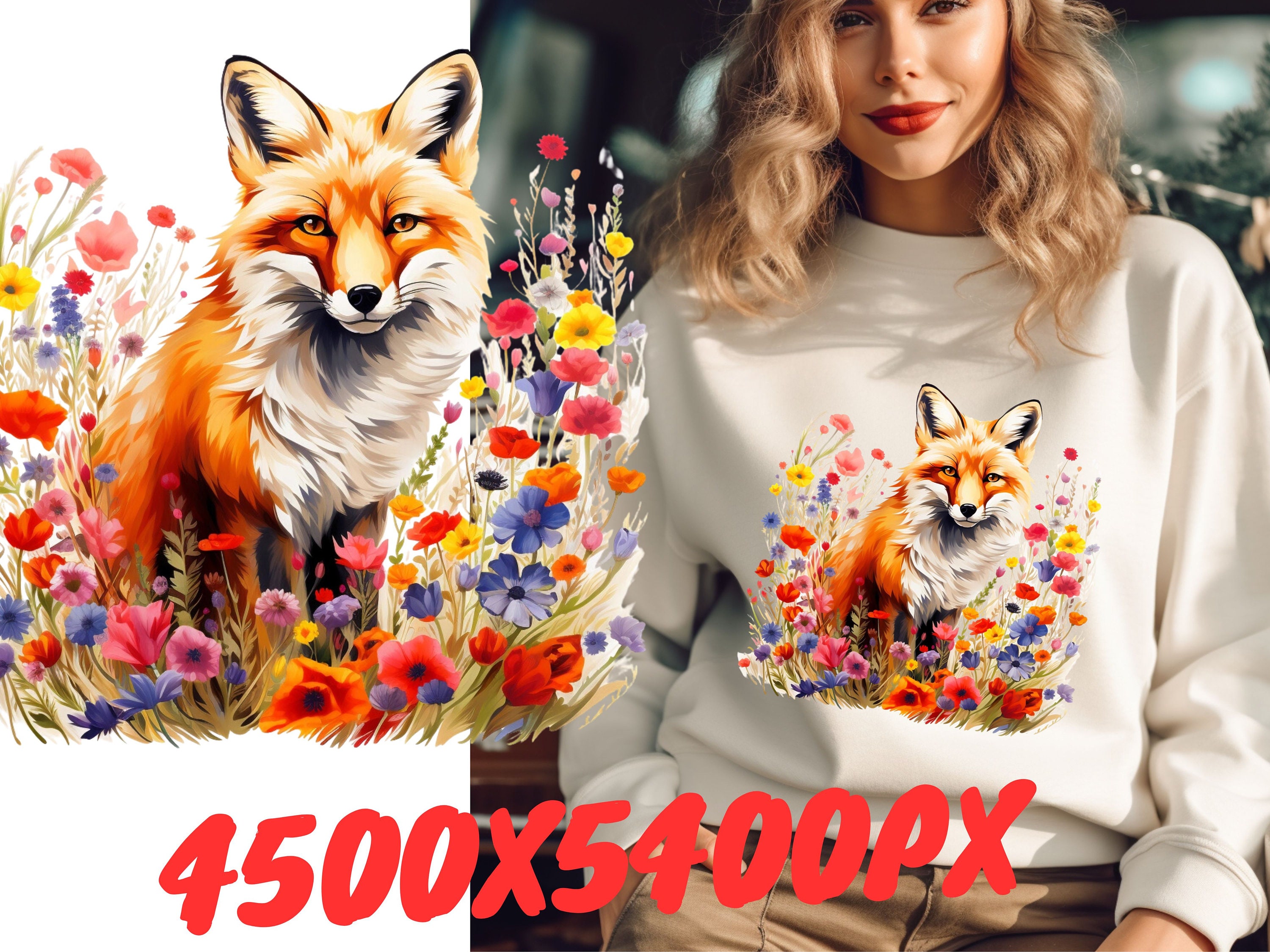 Fox, Cute Fox Clipart, Forest Animals Fox PNG, Fox and Daisy Flowers ...