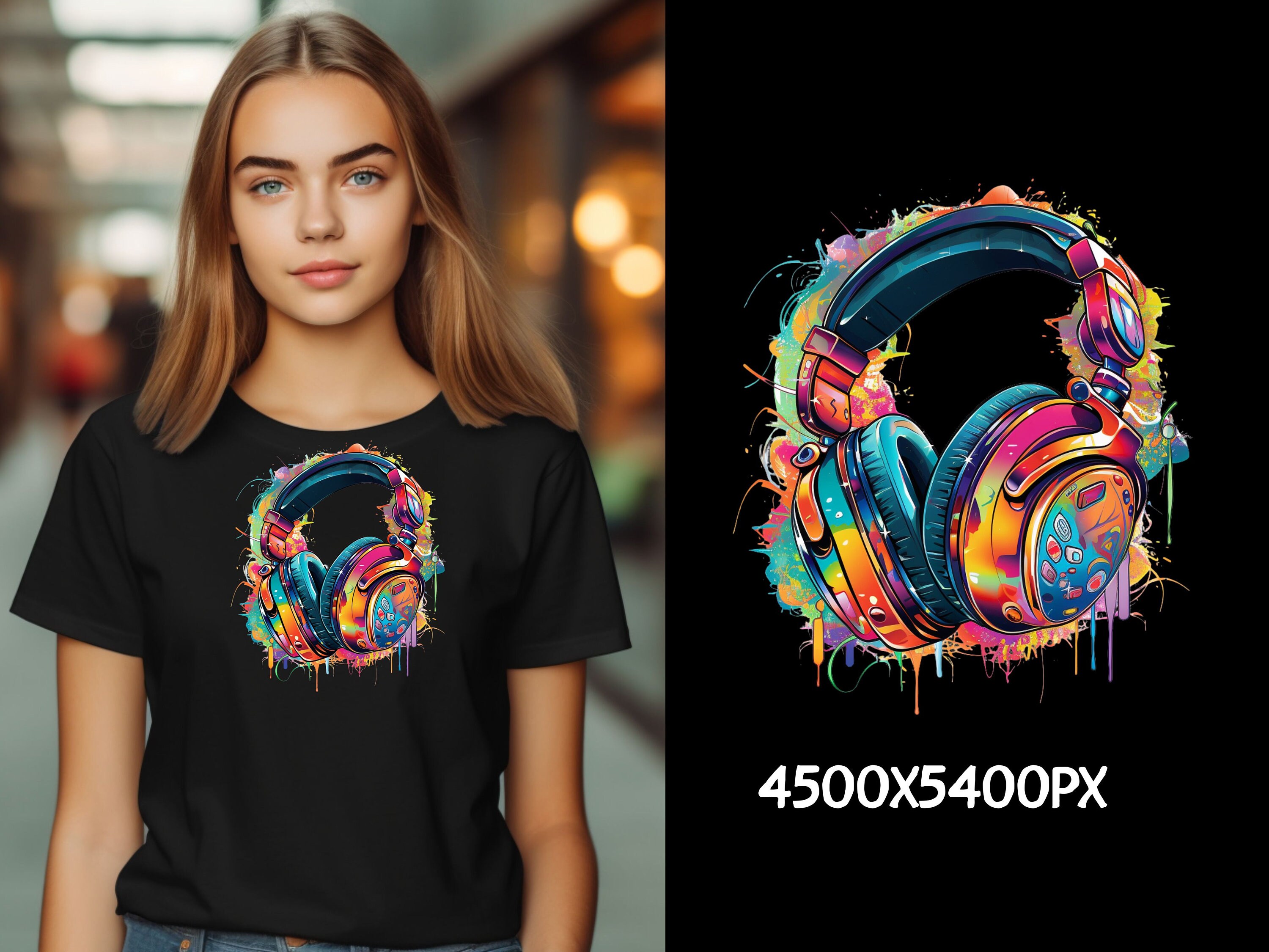 Colorful Headphones, Hip Hop Png, Png Design, Png for Shirt, Sublimate ...