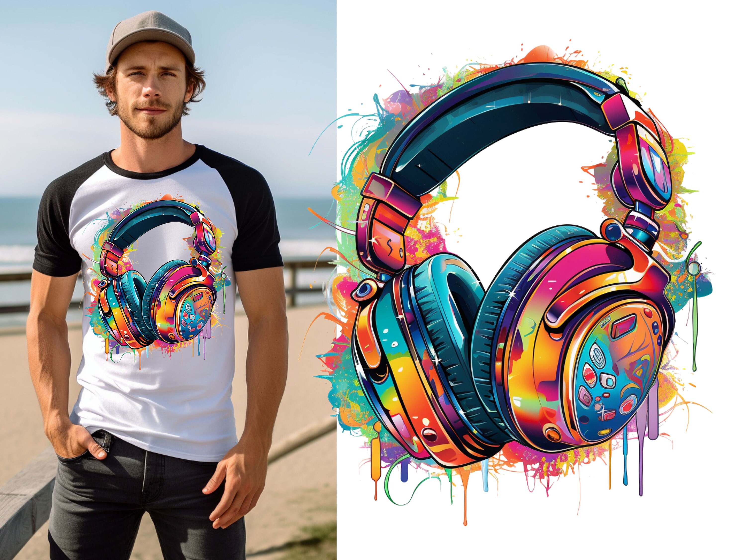Colorful Headphones Hip Hop Png Png Design Png for Shirt - Etsy