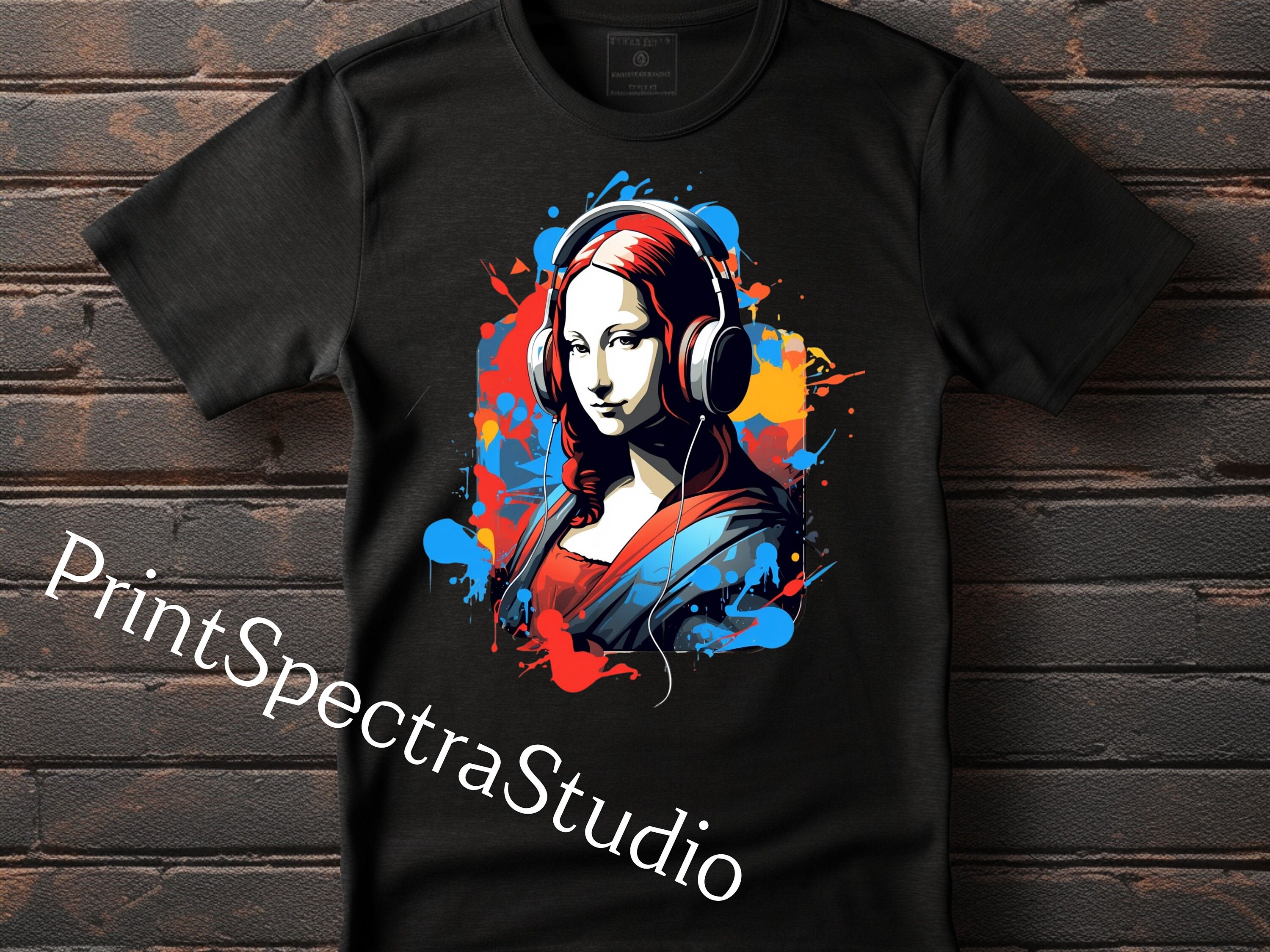 Mona Lisa With Headphones PNG, Vintage Art Svg, Leonardo Da Vinci ...