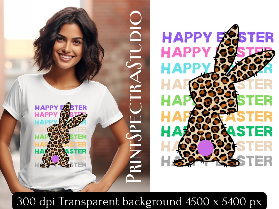 Happy Easter Stacked Cheetah Leopard Bunny Rabbit Printable, Easter ...