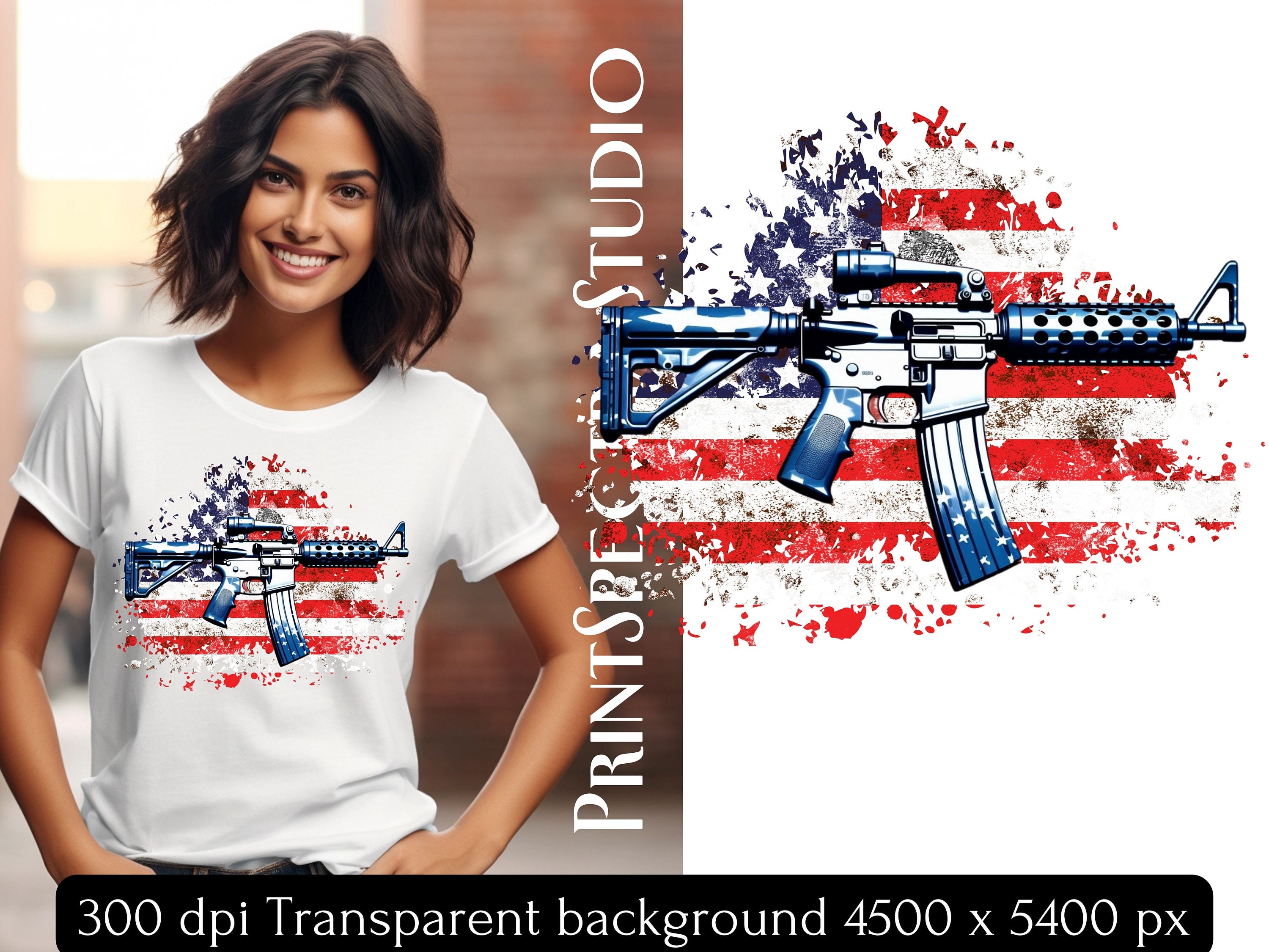 USA Flag and Rifle SVG PNG Rifle Second Amendment Sublimation Patriotic ...