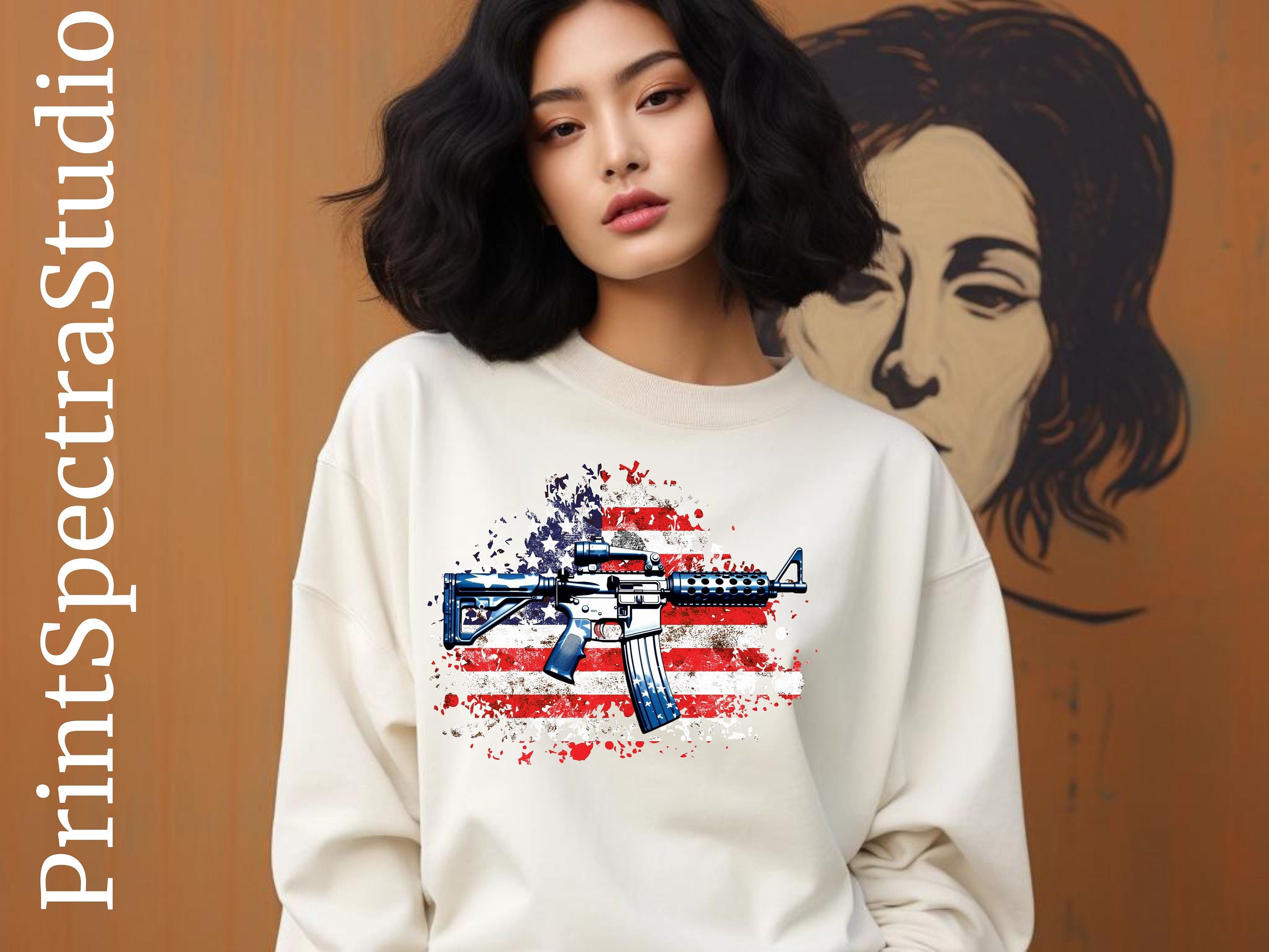 USA Flag and Rifle SVG PNG Rifle Second Amendment Sublimation Patriotic ...