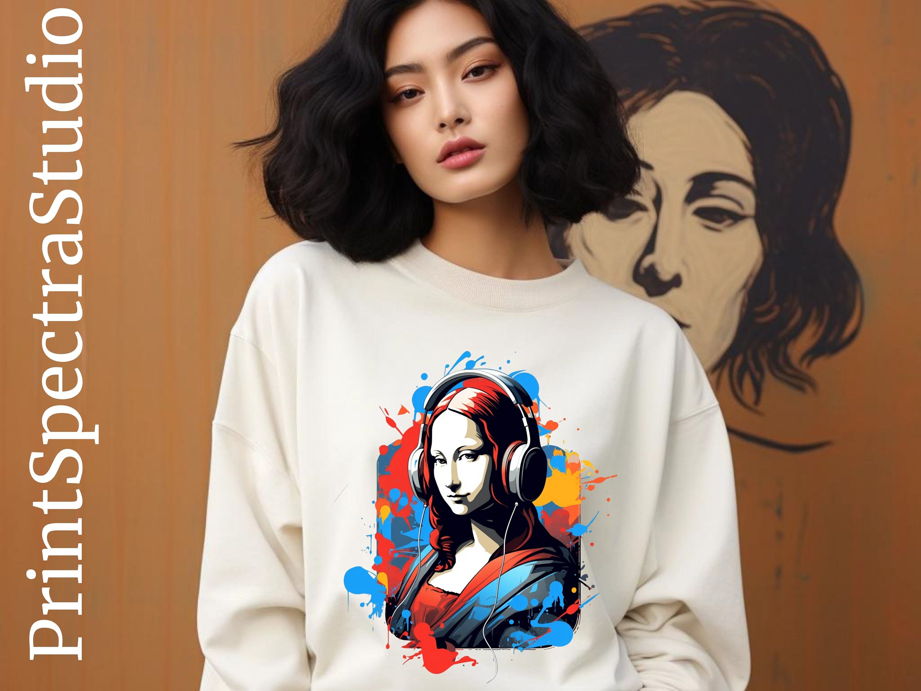 Mona Lisa With Headphones PNG, Vintage Art Svg, Leonardo Da Vinci ...