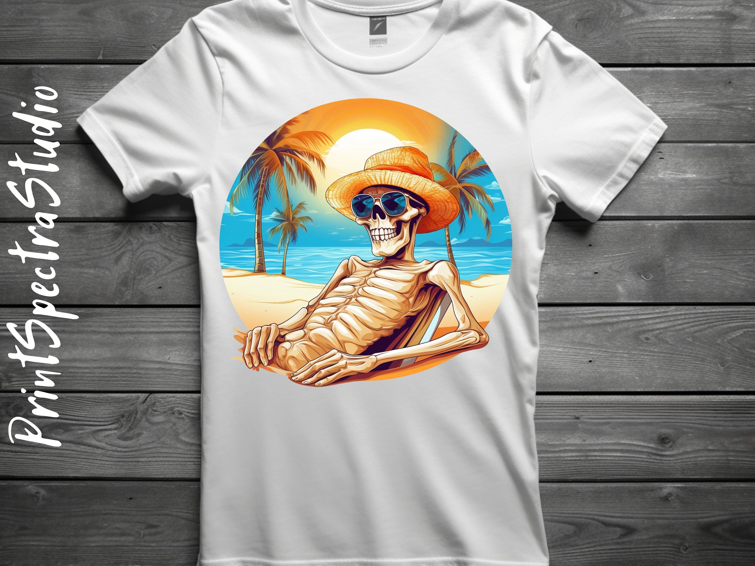 Skeleton Summer Holiday PNG, Aloha Beach Sun Sand Salt Funny Skeleton ...