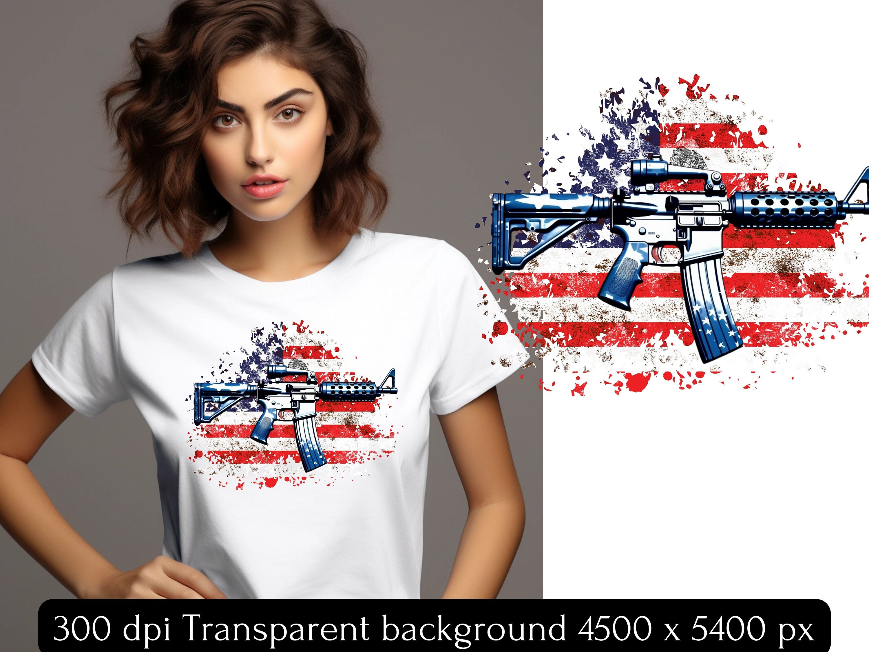 USA Flag and Rifle SVG PNG Rifle Second Amendment Sublimation Patriotic ...