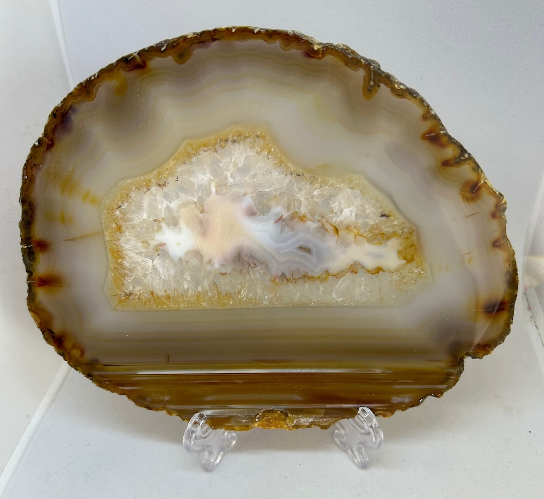 Polished Waterline Agate Slab, Brazilian Agate, Agate Display Specimen ...