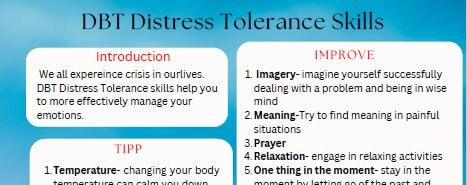 DBT Distress Tolerance Cheat Sheet - Etsy