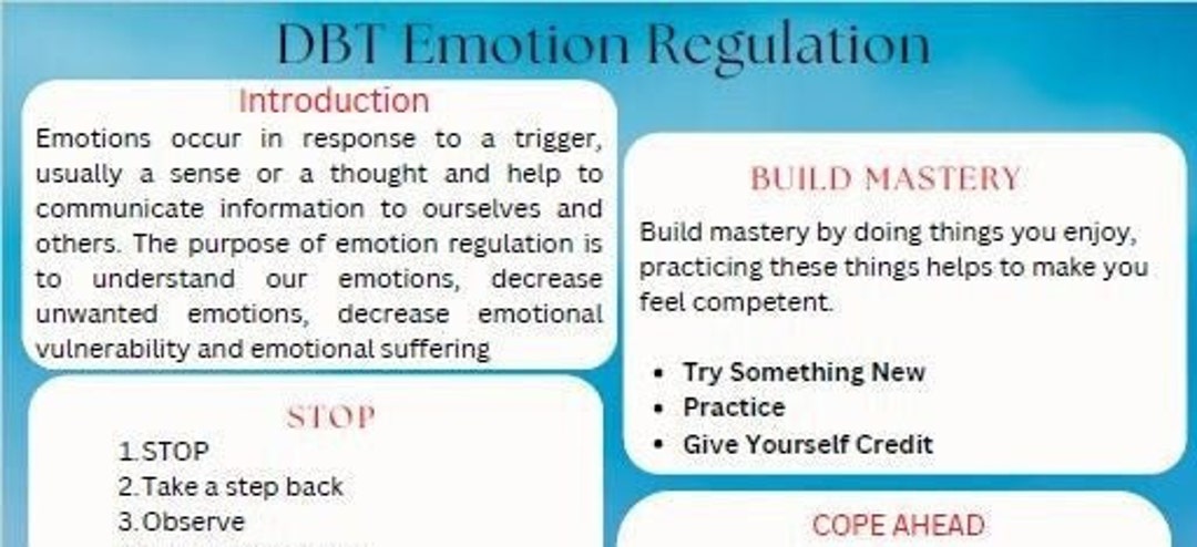 DBT Emotion Regulation Skills Cheat Sheet - Etsy
