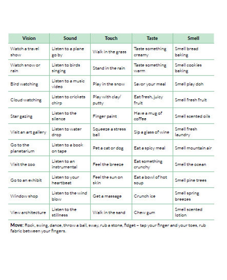 DBT Self Soothing and Coping Skills Work Sheet - Etsy Canada