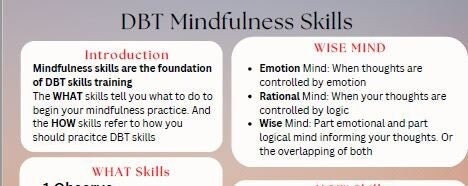 DBT Mindfulness Skills Cheat Sheet - Etsy