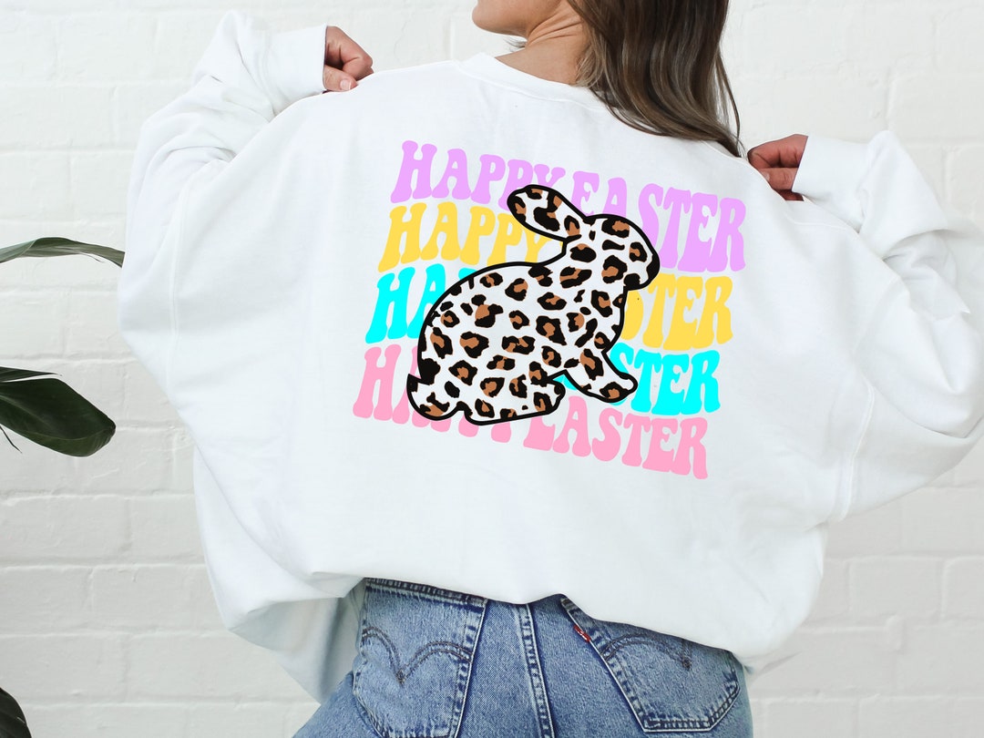 Happy Easter Leopard Bunny Sitting Digital Design for Printing and ...