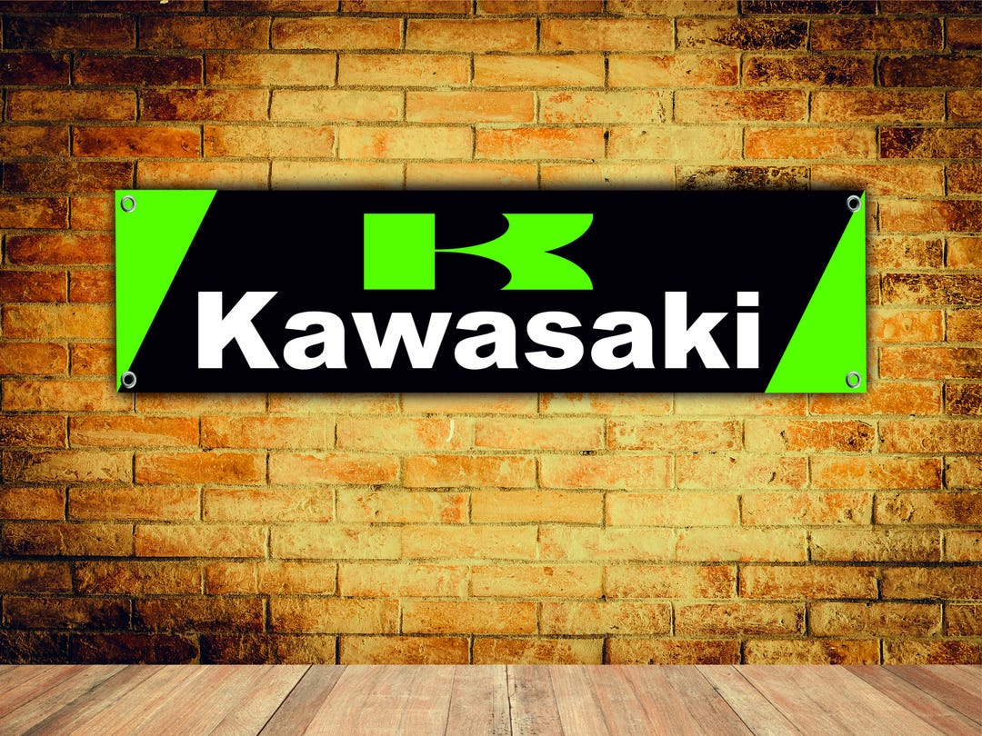 Kawasaki Logo Banner Vinyl Garage Sign,office or Showroom, Flag, Racing ...