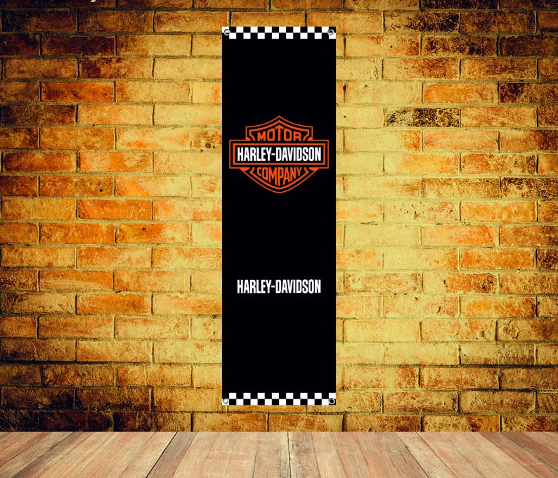 Harley-davidson Logo Banner Vinyl Garage Sign,office or Showroom, Flag ...