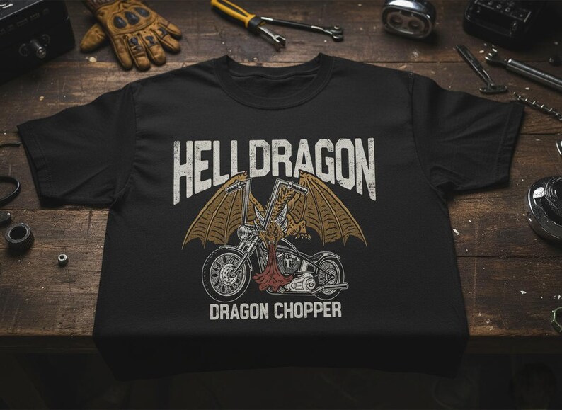HELLDRAGON DRAGON CHOPPER Printable Art | Biker Tattoo Style Digital ...