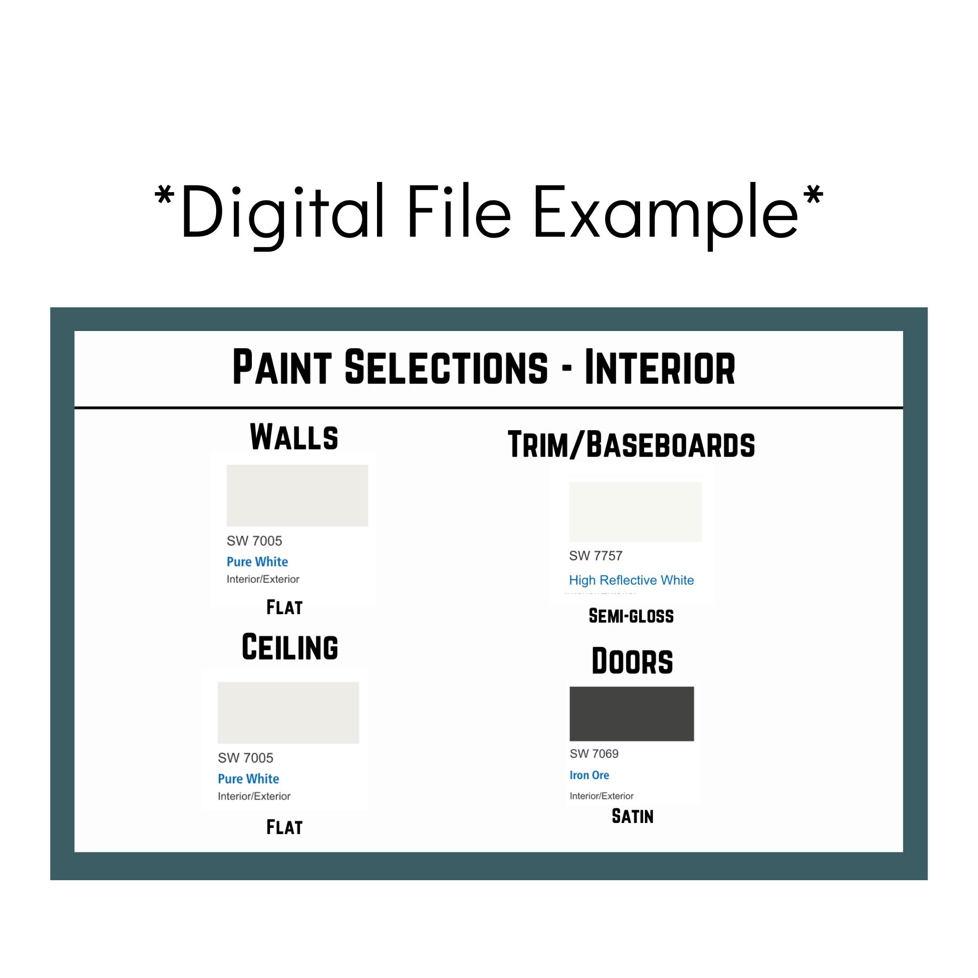 ONE ROOM Custom Interior Paint Color Palette - Etsy