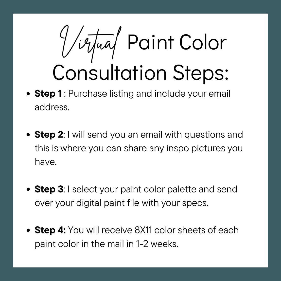 Custom Interior Paint Color Palette - Etsy