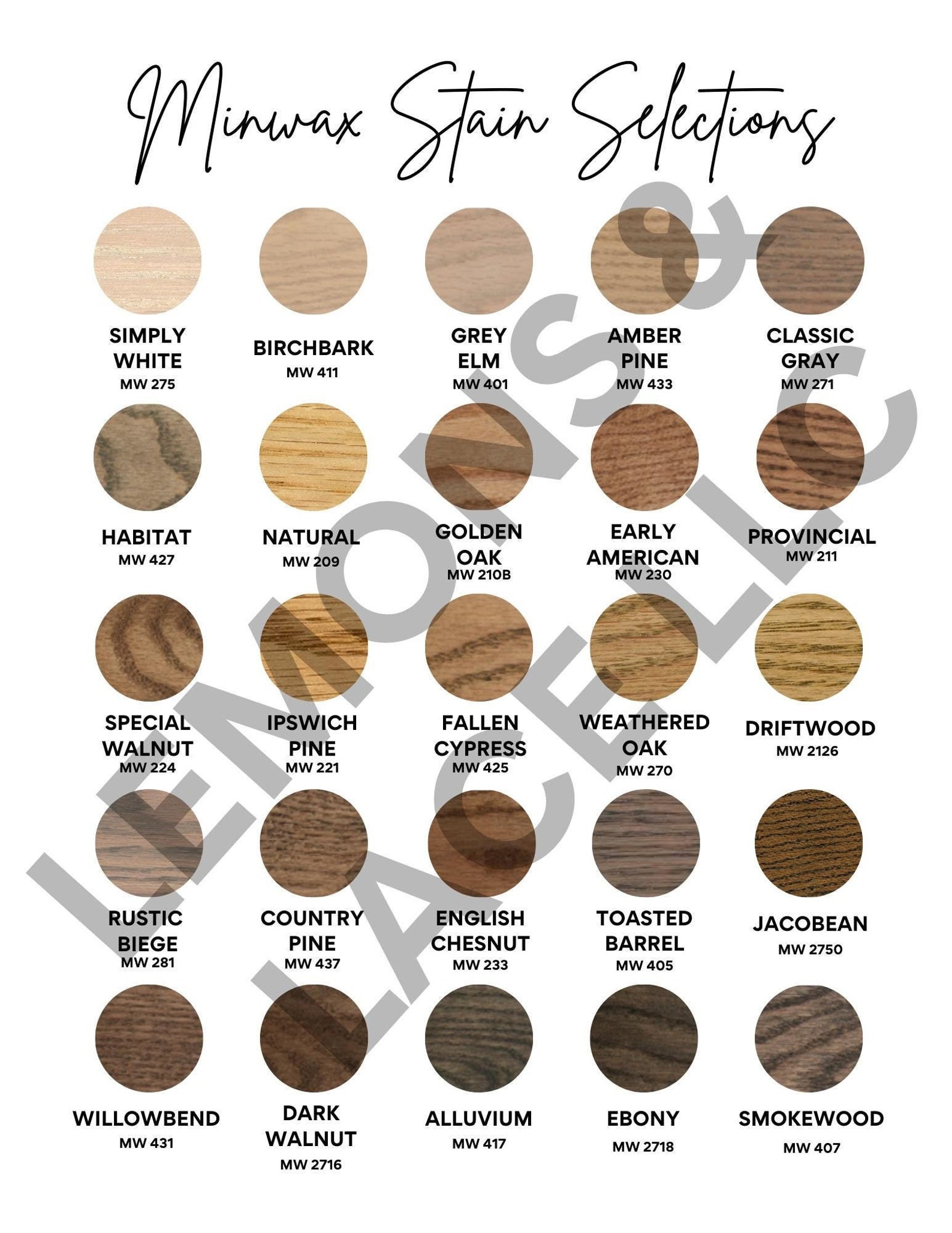 Minwax Stain Chart Download - Etsy