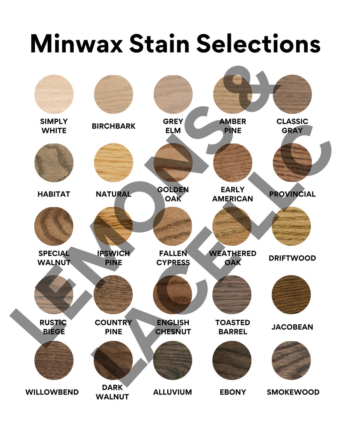 Minwax Stain Chart Download - Etsy