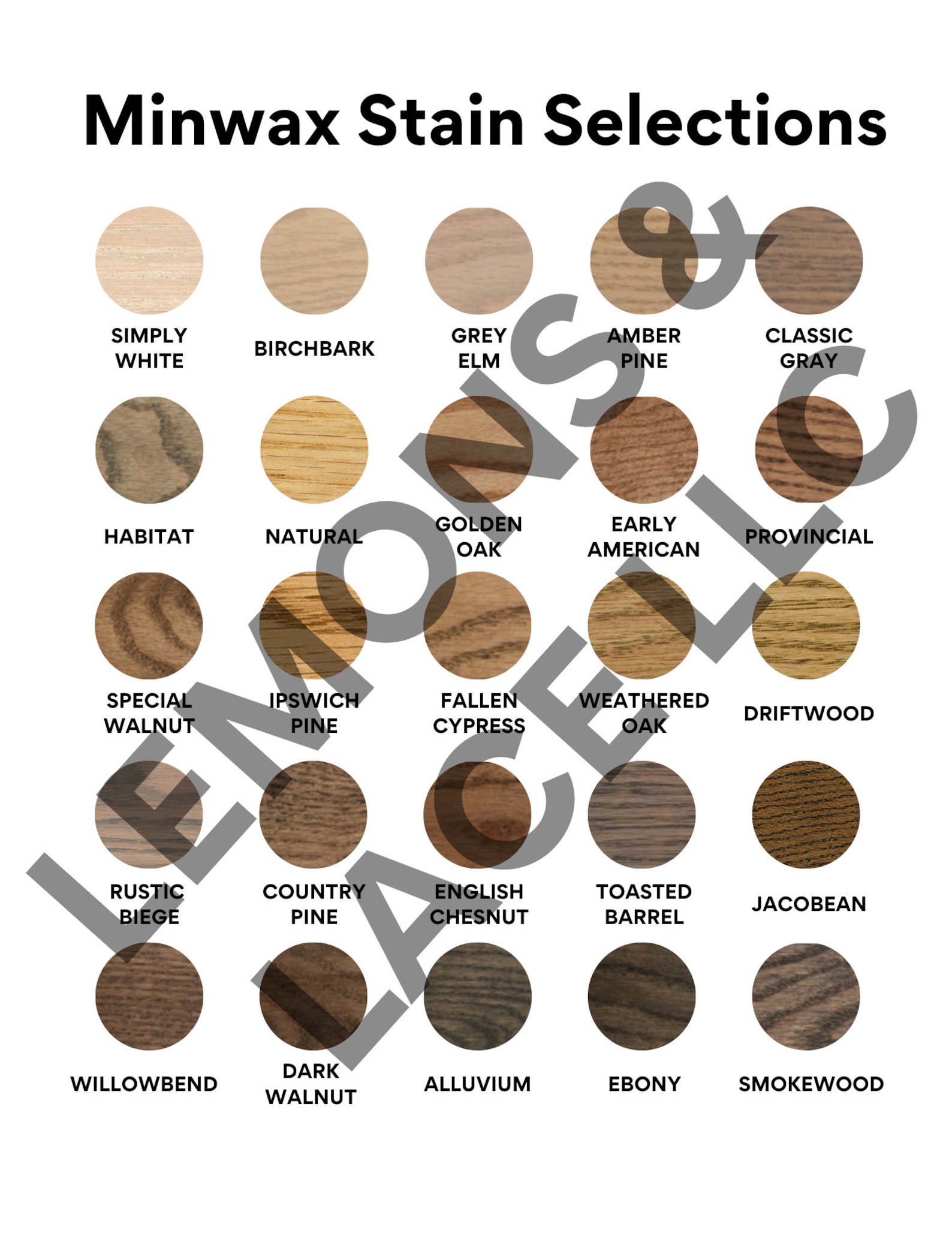Minwax Stain Chart Download - Etsy