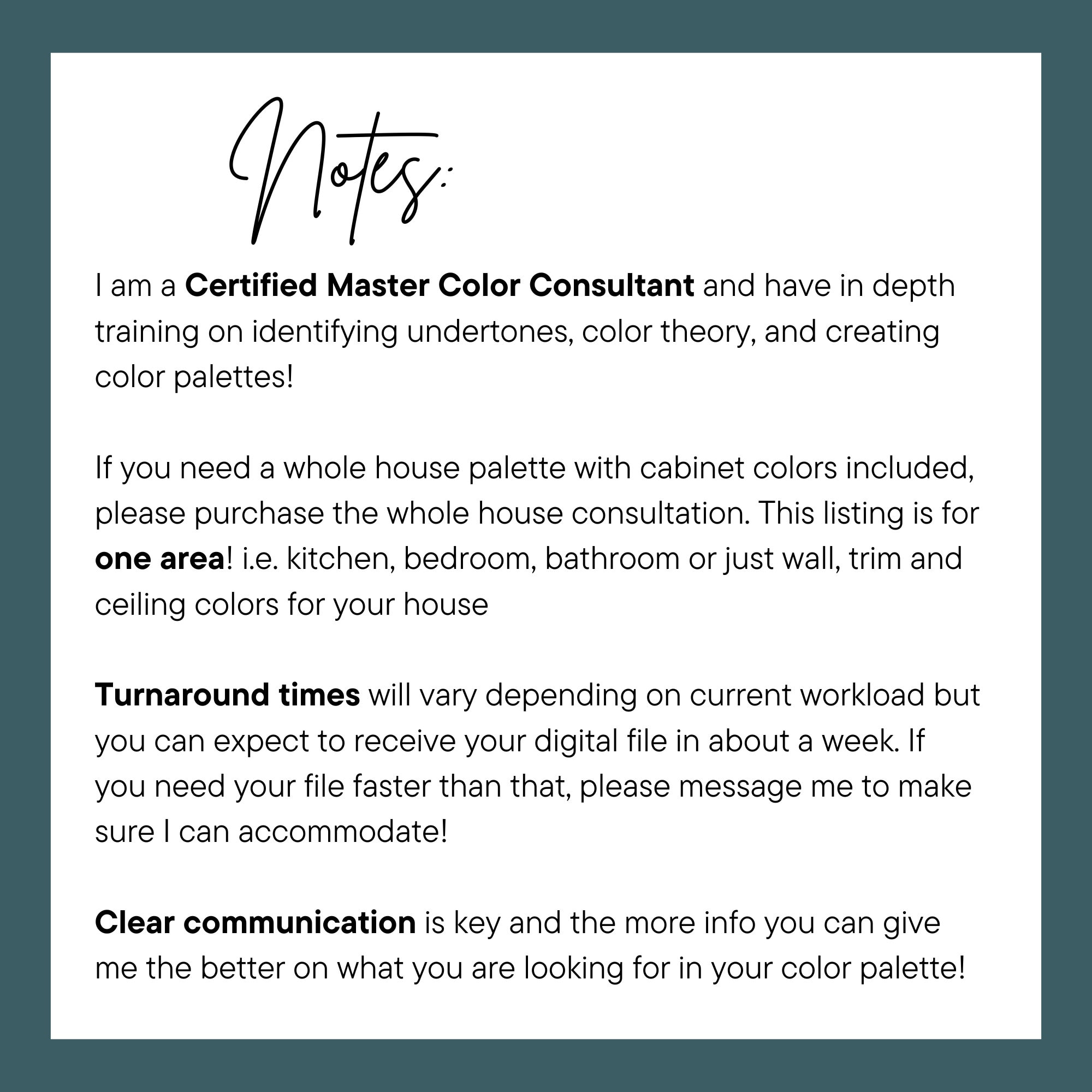 ONE ROOM Custom Interior Paint Color Palette - Etsy