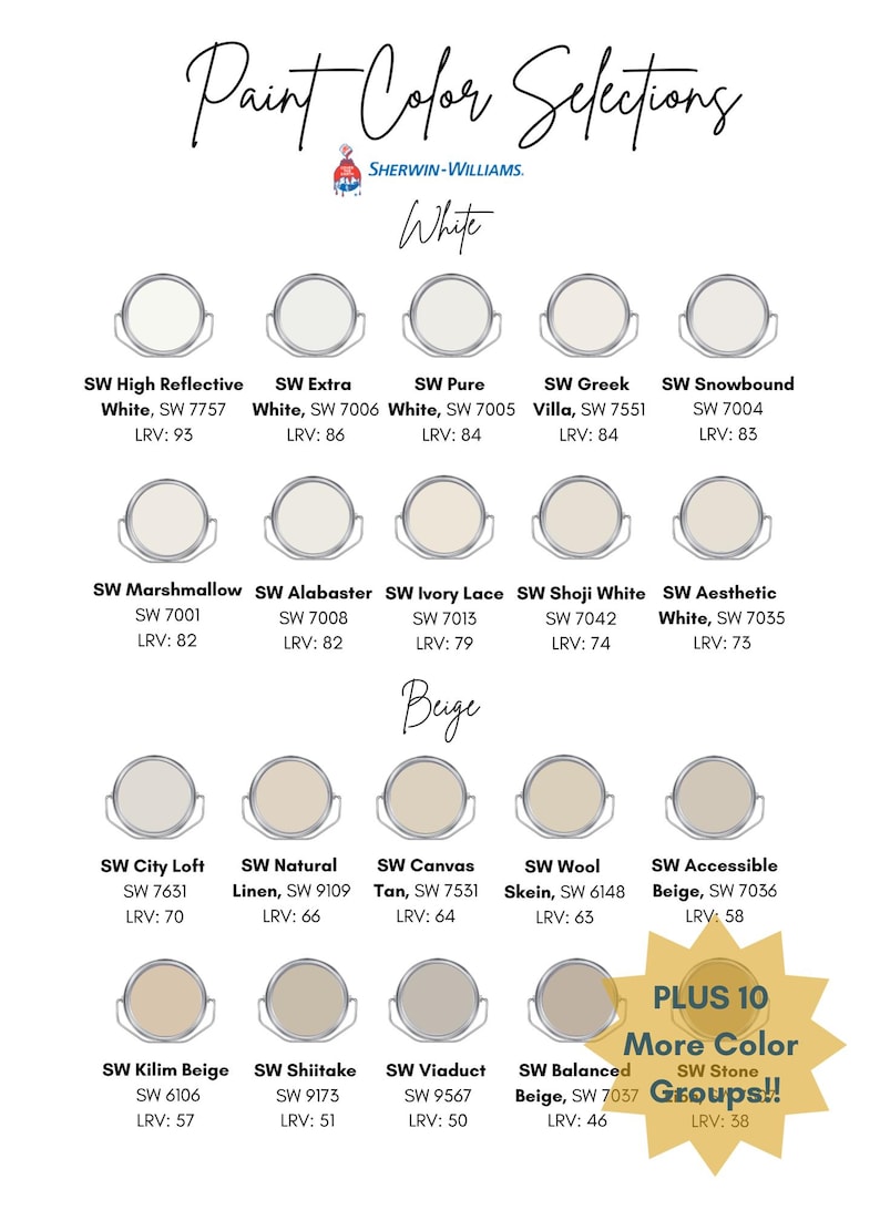 Sherwin Williams Paint Colors by Color Group - Etsy