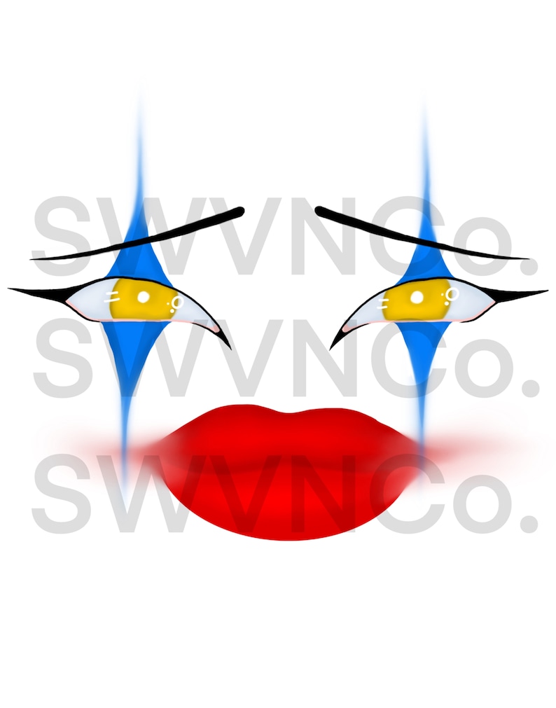 Clown Face | Red Lips | Face Art | Digital Prints | Decorative and ...