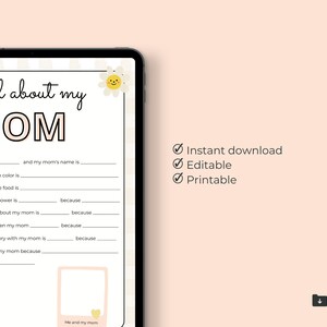 All About My Mom, Mother's Day Gift, All About My Mom Printable, Fill ...