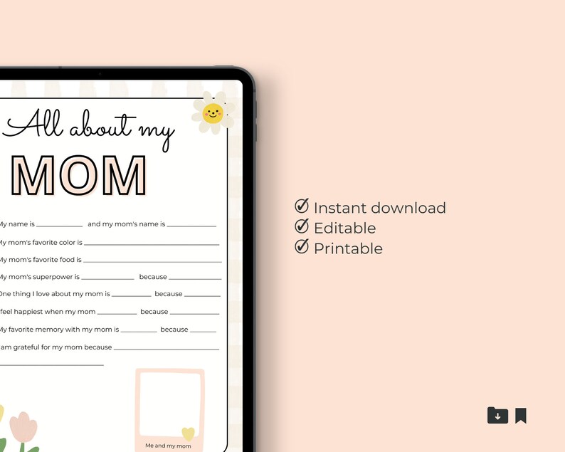 All About My Mom, Mother's Day Gift, All About My Mom Printable, Fill ...