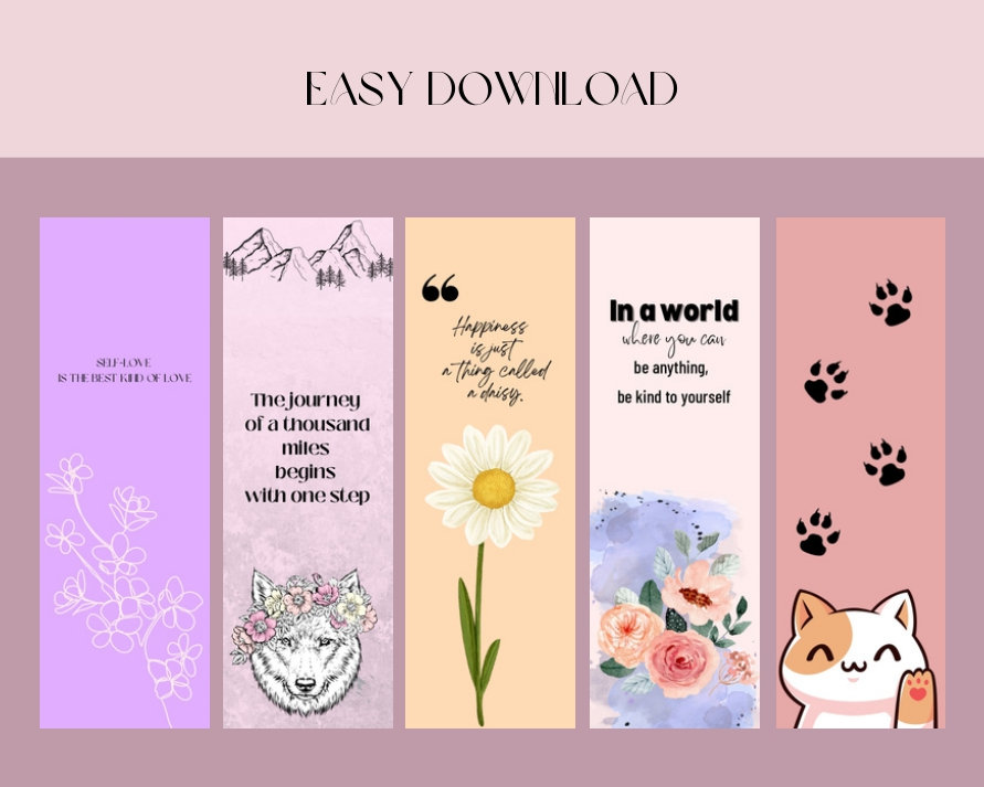 Aesthetic Bookmarks, Digital Bookmarks, Printable Bookmarks, Easy ...