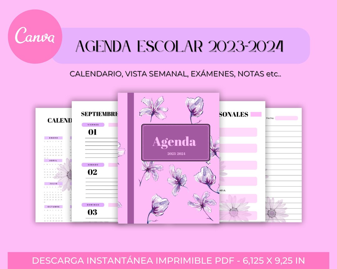 School Agenda 2023-2024, Editable in Canva, Printable Agenda, Sep 2023 ...