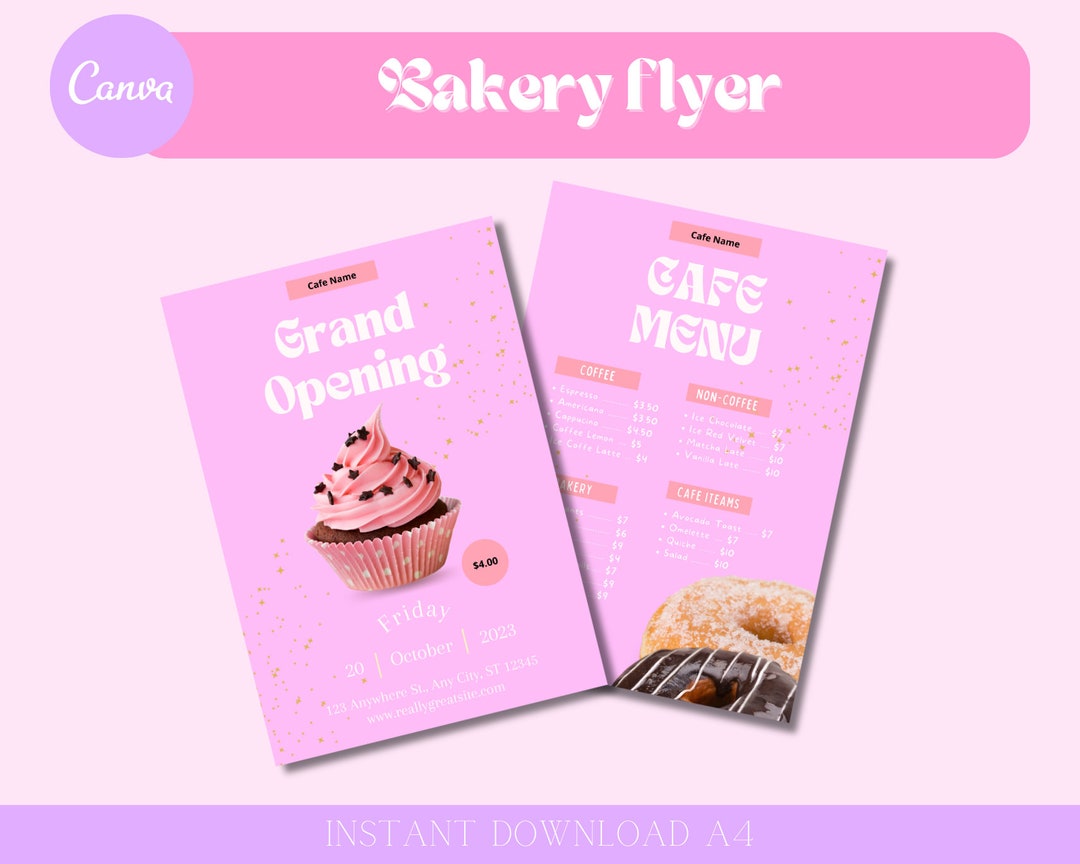 Bakery Flyer Bake Shop Flyer Grand Opening Flyer Bake Sale - Etsy